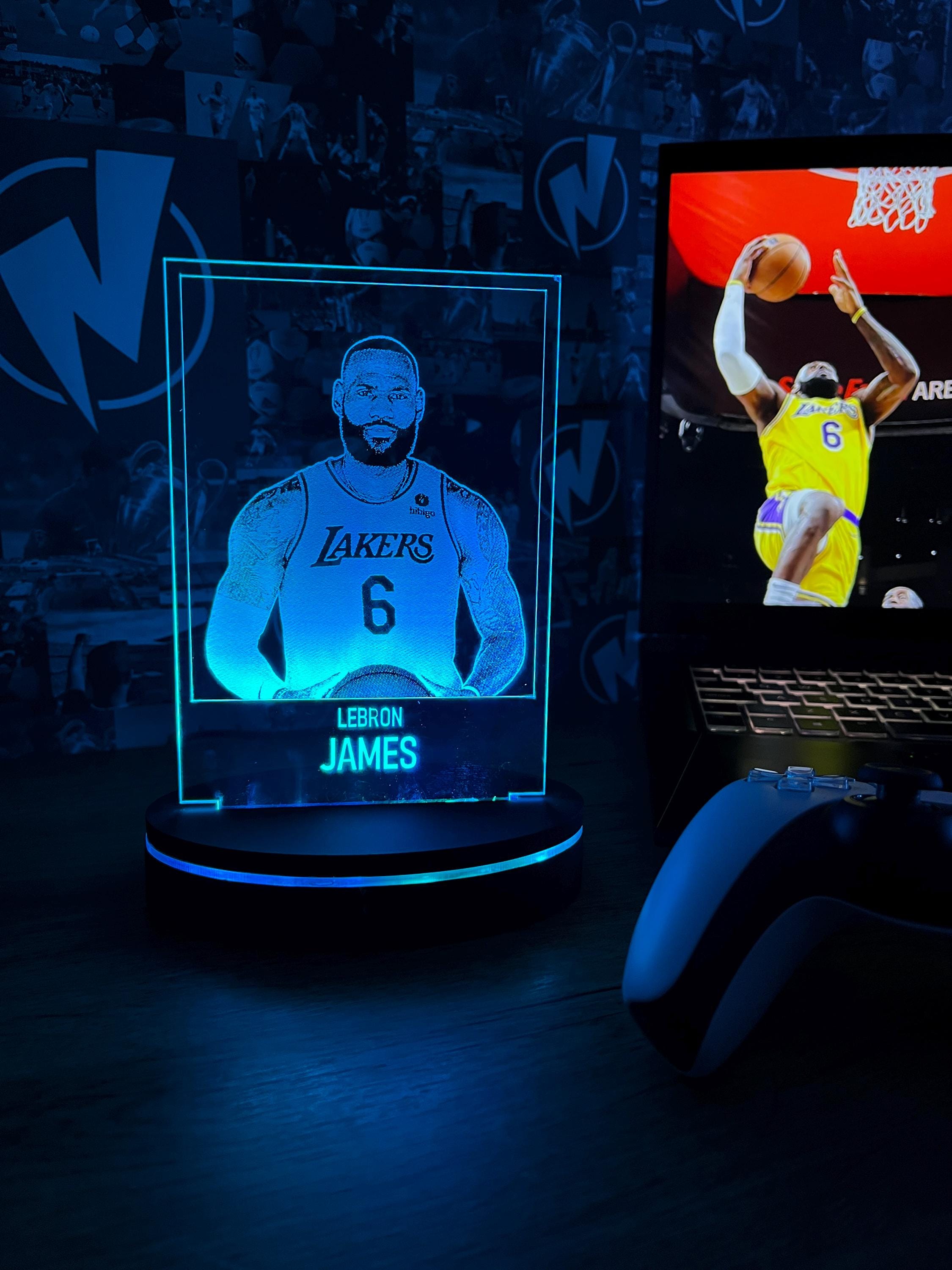 Lebron James Fan Card, Personalized, Illuminated Acrylic Desk Lamp, 7x4 ...