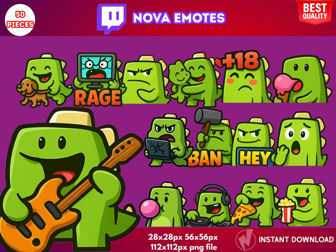 Chibi Dinosaur Emotes | Chibi Streamer Emote Bundle | Cute Streaming ...