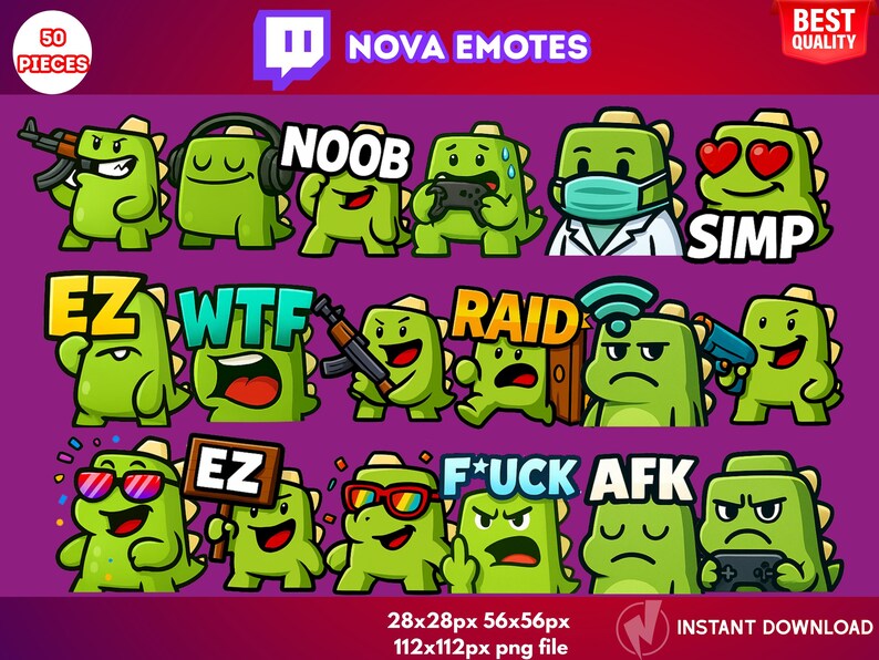 Chibi Dinosaur Emotes | Chibi Streamer Emote Bundle | Cute Streaming ...