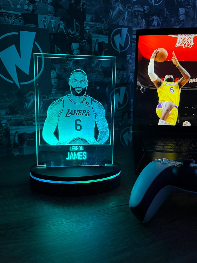 Lebron James Fan Card, Personalized, Illuminated Acrylic Desk Lamp, 7x4 ...