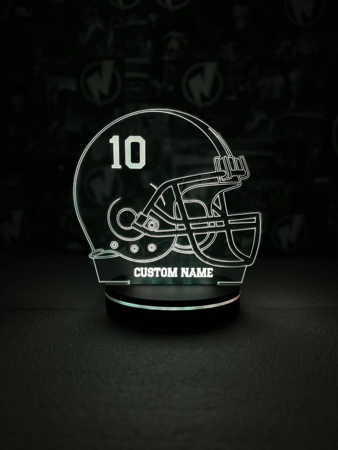 American Football Helmet Lamp | Personalised | Illuminated Acrylic ...