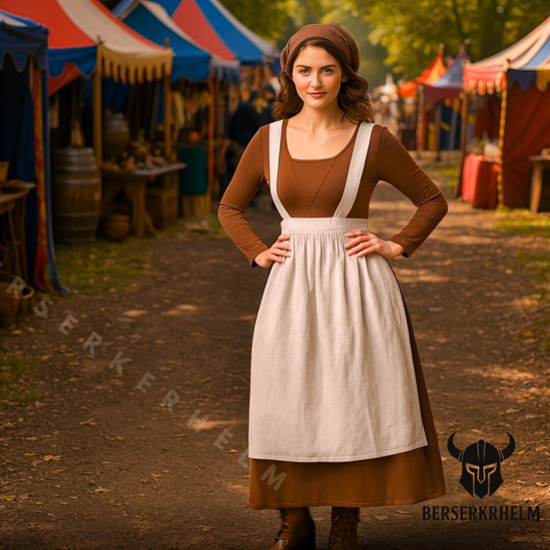 Medieval LARP Dress for Women With Apron Renaissance Fair Cosplay ...