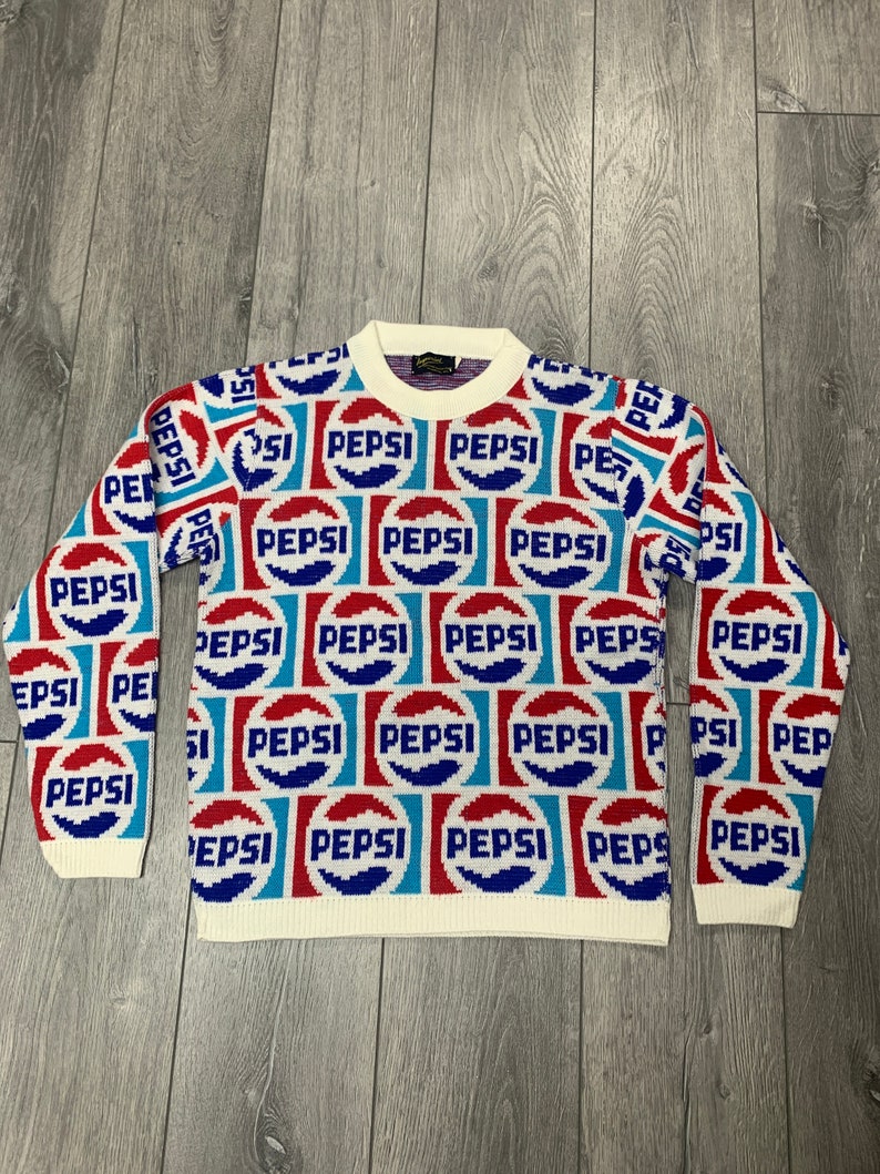 Vintage 60’s Pepsi Imperial 100% Pure Acrylic Knit Logo Sweater Size L ...