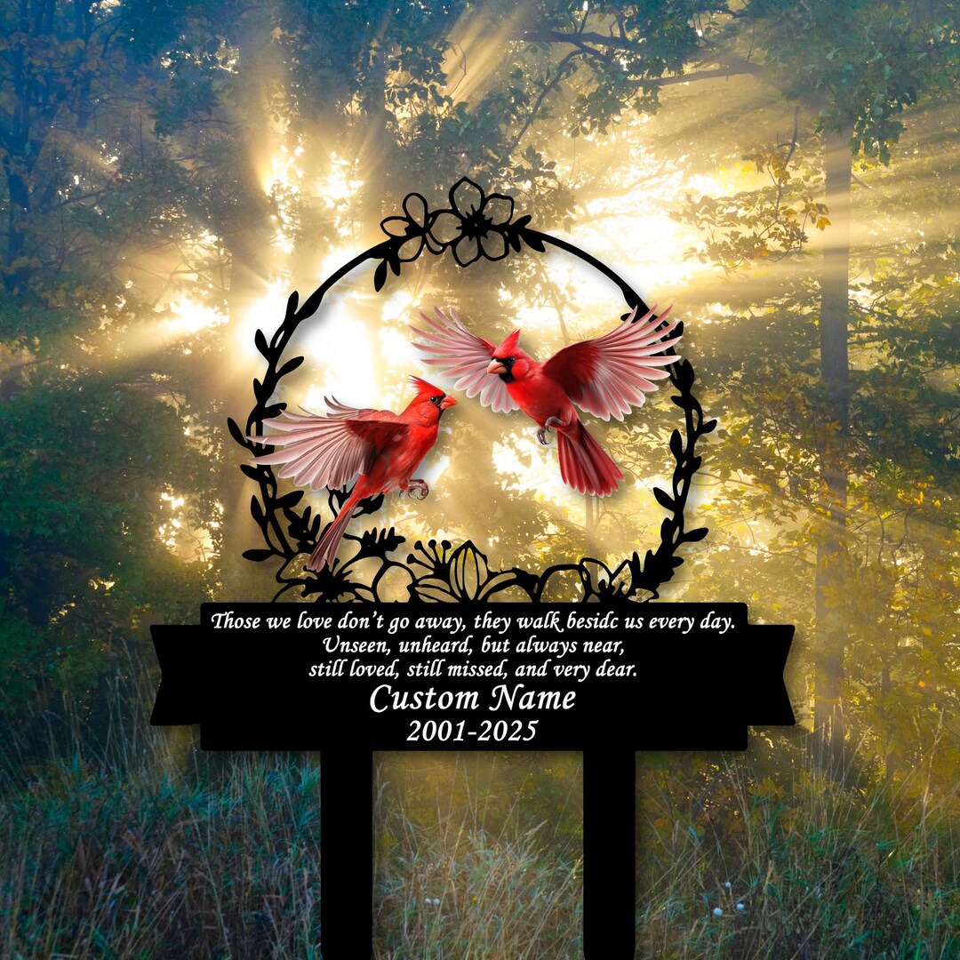 Cardinal Memorial Garden Stake, Personalized Cardinal Remembrance Sign ...