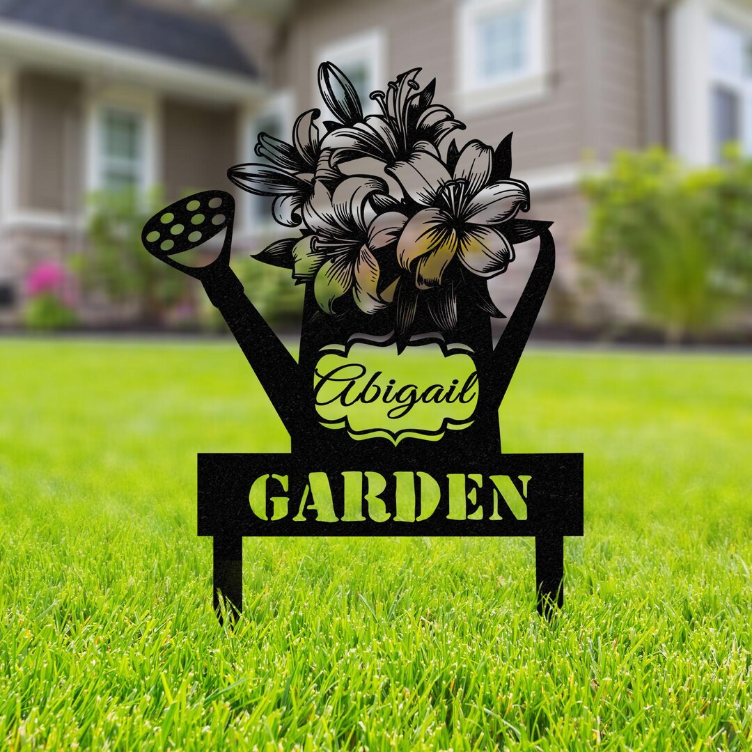 Personalized Garden Stake Sign, Custom Metal Flower Name Sign, Gardener ...