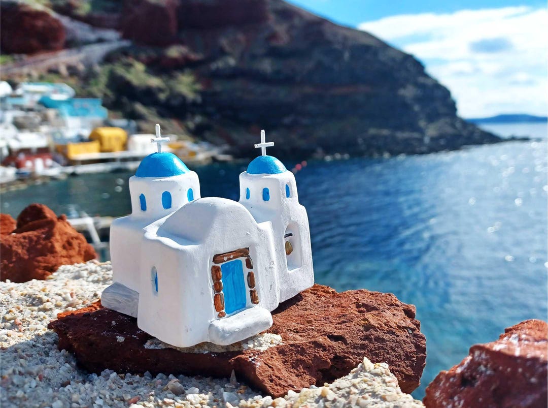 Cycladic Church Double Blue Domes - Etsy