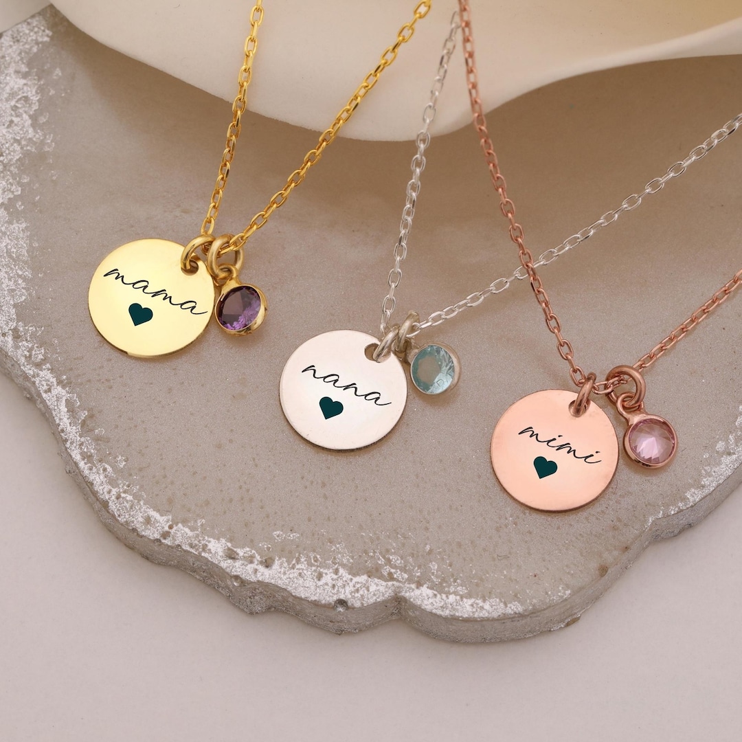 Personalised Jewellery Gigi Gift, Mum Necklace, Birthstone Necklace for ...