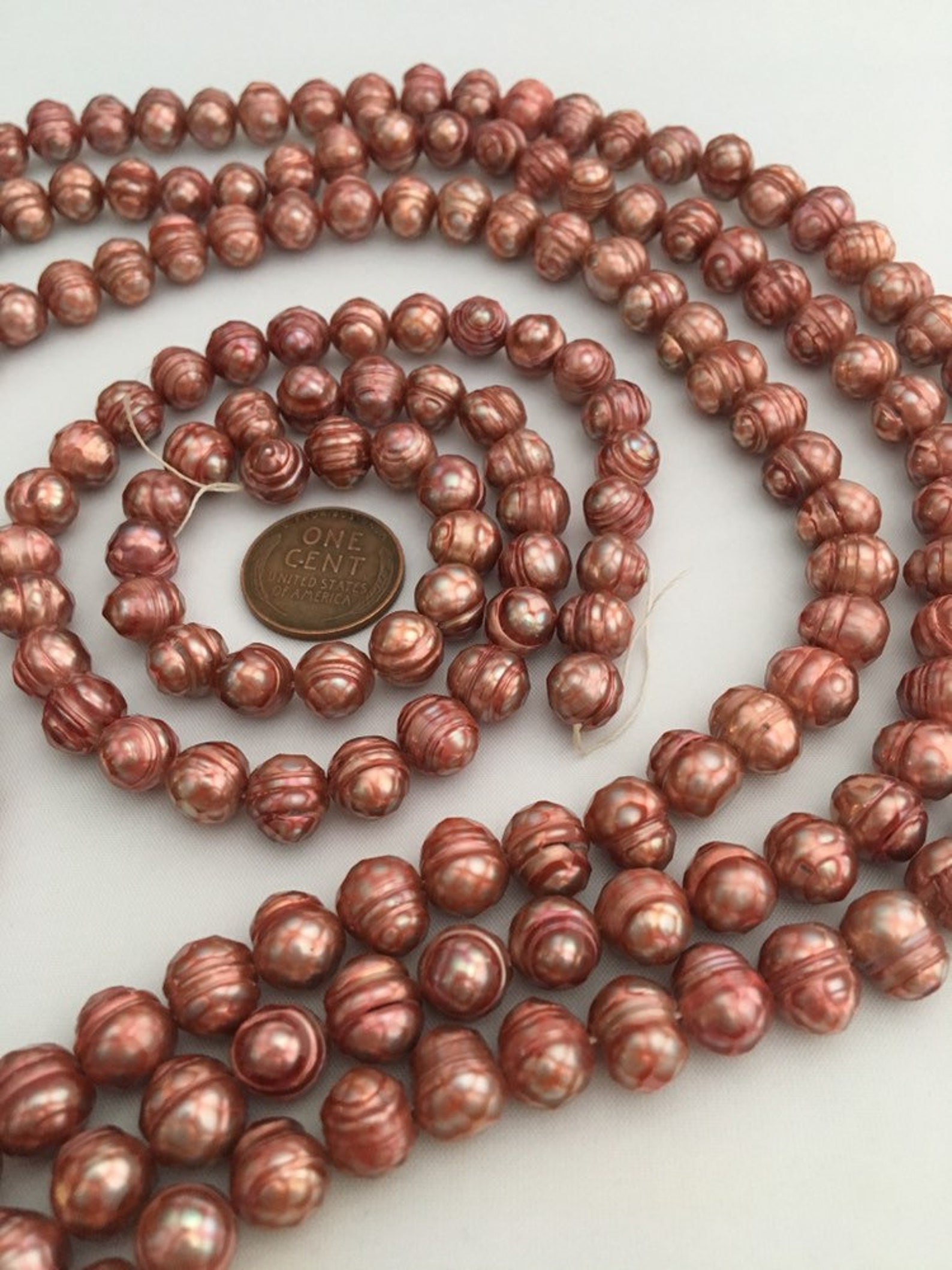 8mm Copper Dyed Faceted Freshwater Pearl Beads, Copper Pearls, 8mm ...