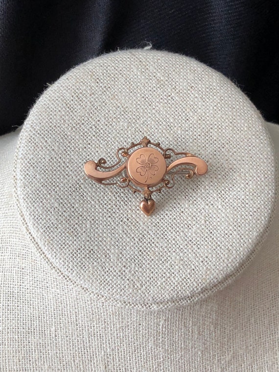 Antique Bar Pin - Victorian Era Rolled Rose Gold Bar … - Gem