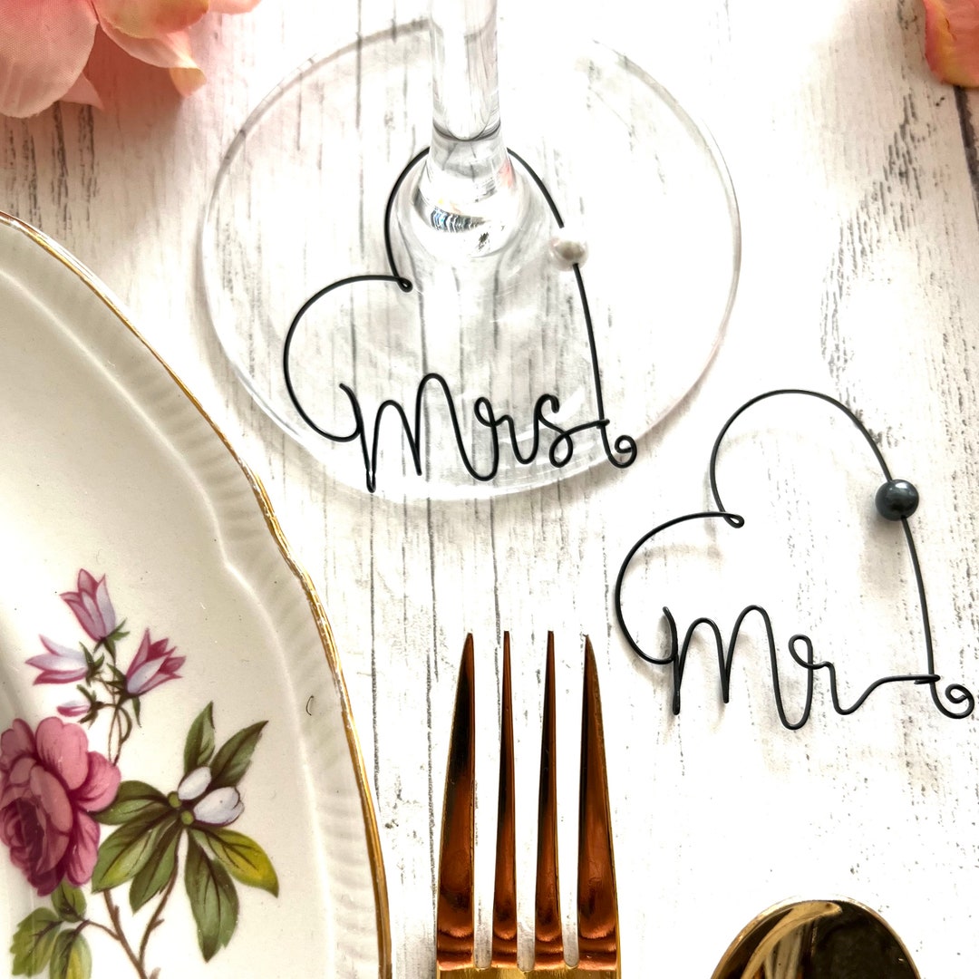 Unique Mr and Mrs Wine Glass Charms Gift Set of 2, Unique Wedding ...