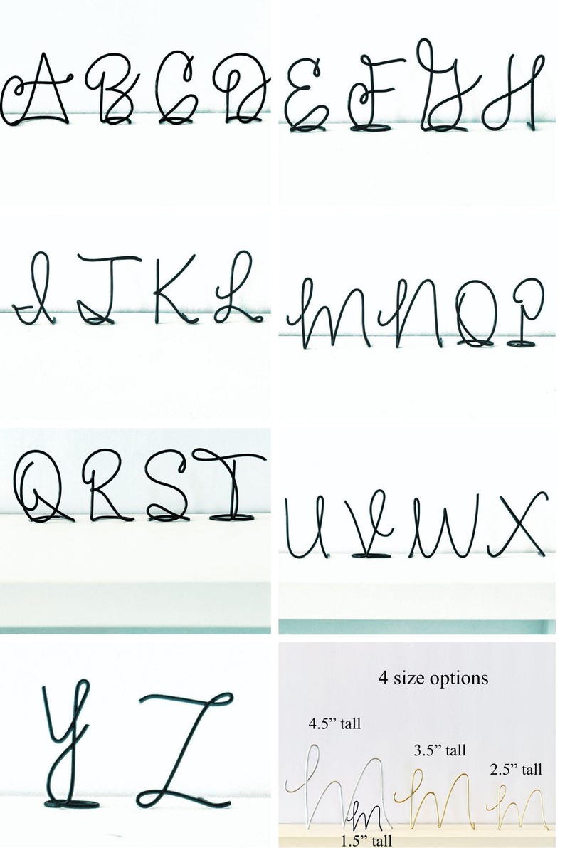 Wire Letter Sign: Freestanding Metal Initial - Gold, Silver, Black - Etsy