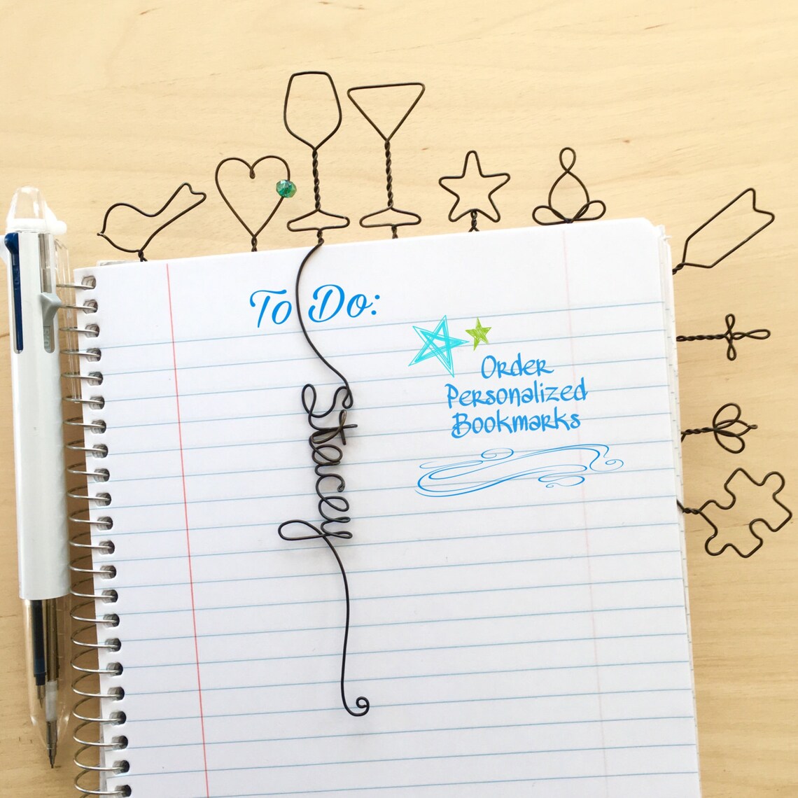 Personalized Unique Name Bookmark with Heart and Bead | Etsy