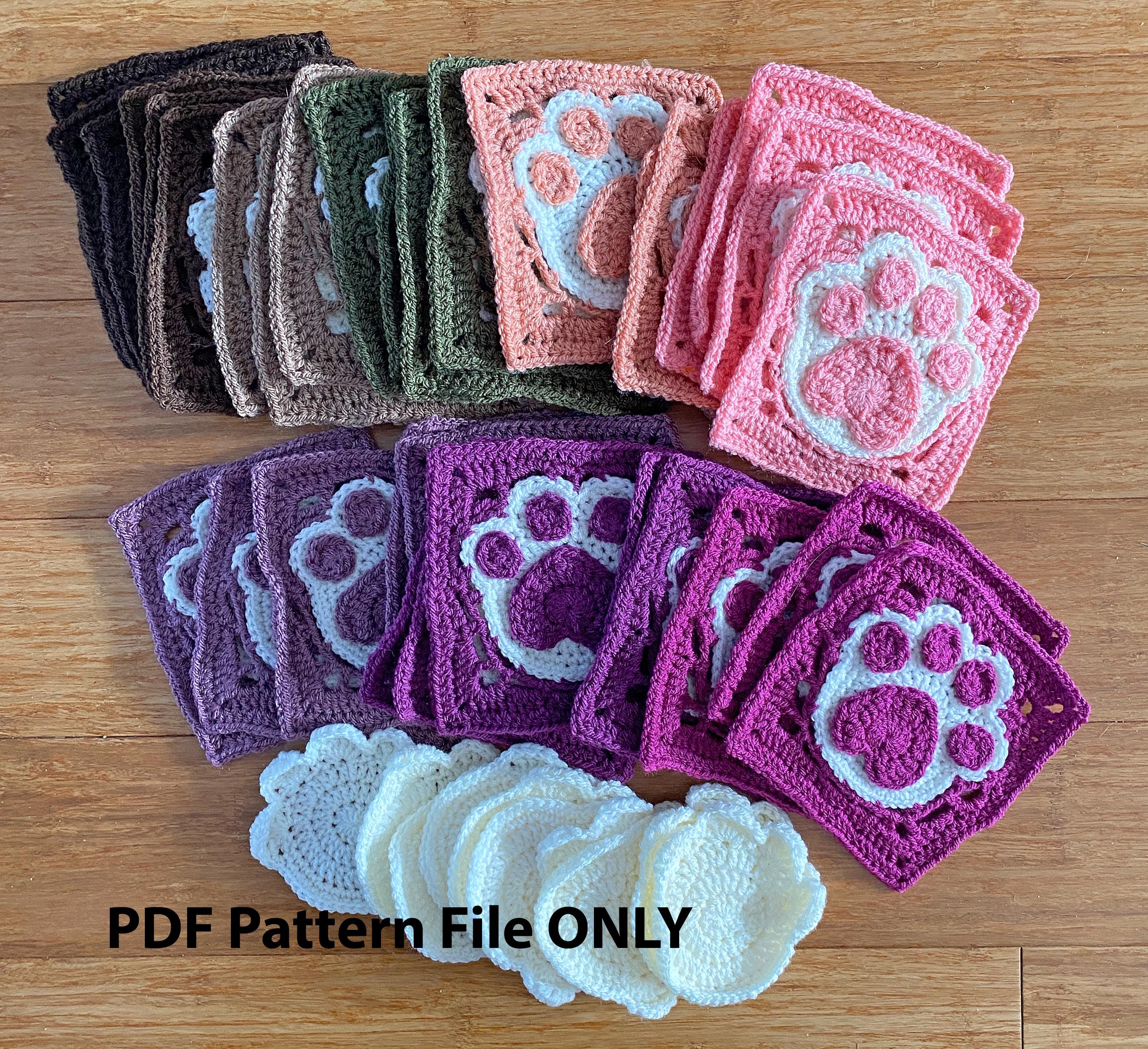 Cat and Dog Paw Print Granny Square Afghan Blanket Crochet Pattern - Etsy