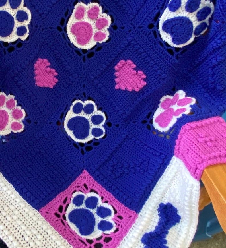 Dog Paw Print Afghan Blanket Crochet Pattern - Etsy