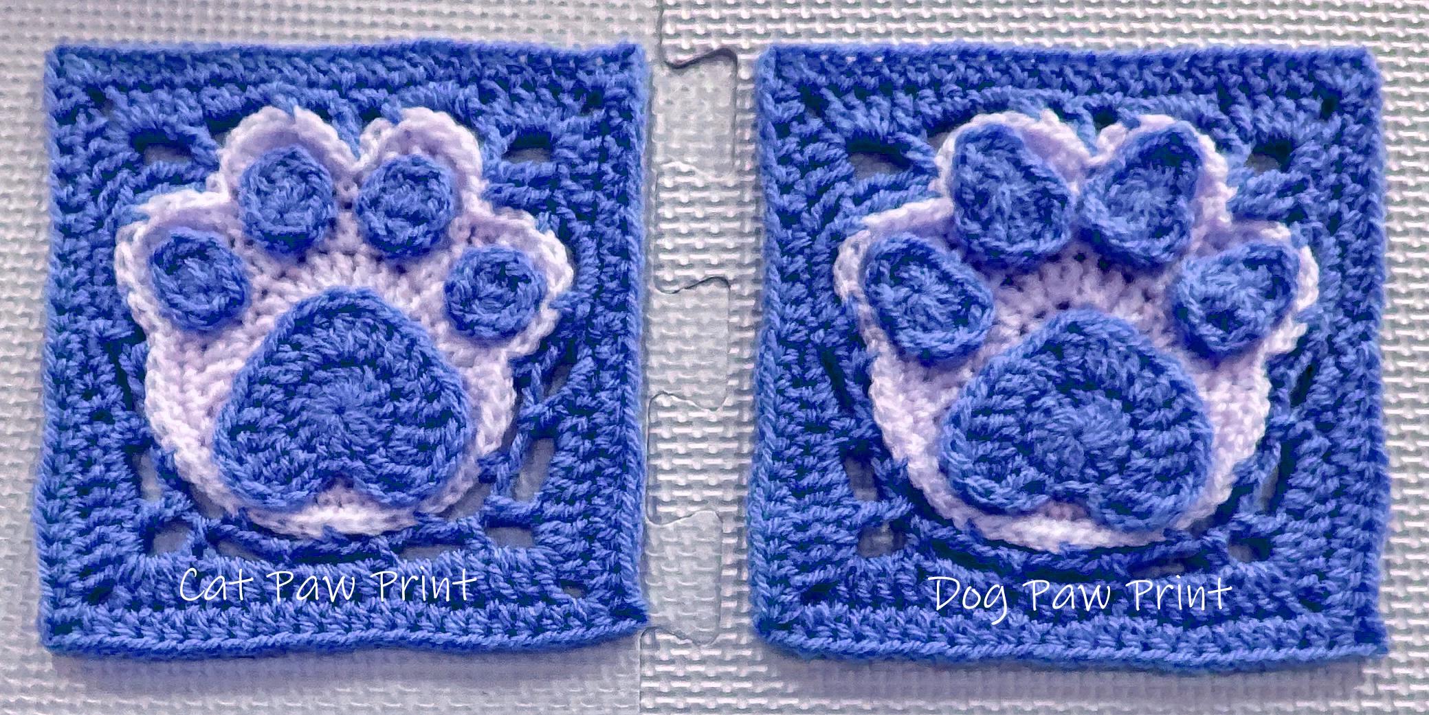 Cat and Dog Paw Print Granny Square Afghan Blanket Crochet Pattern - Etsy