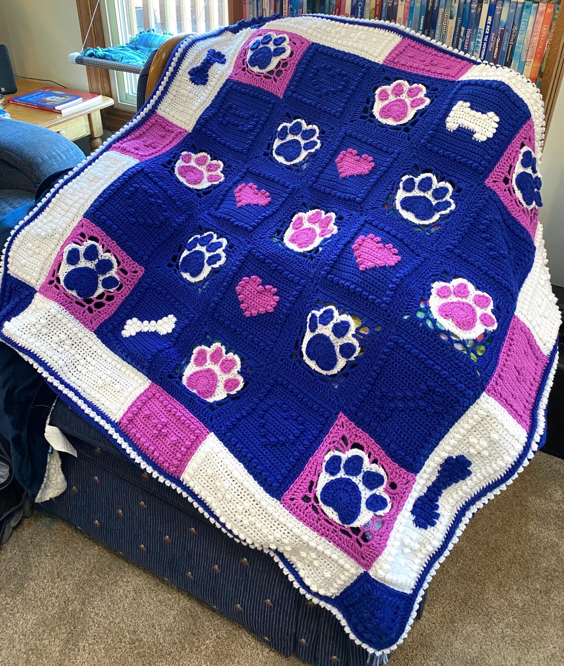 Dog Paw Print Afghan Blanket Crochet Pattern - Etsy