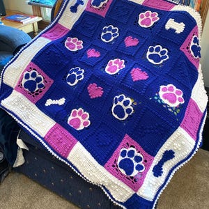 Dog Paw Print Afghan Blanket Crochet Pattern - Etsy