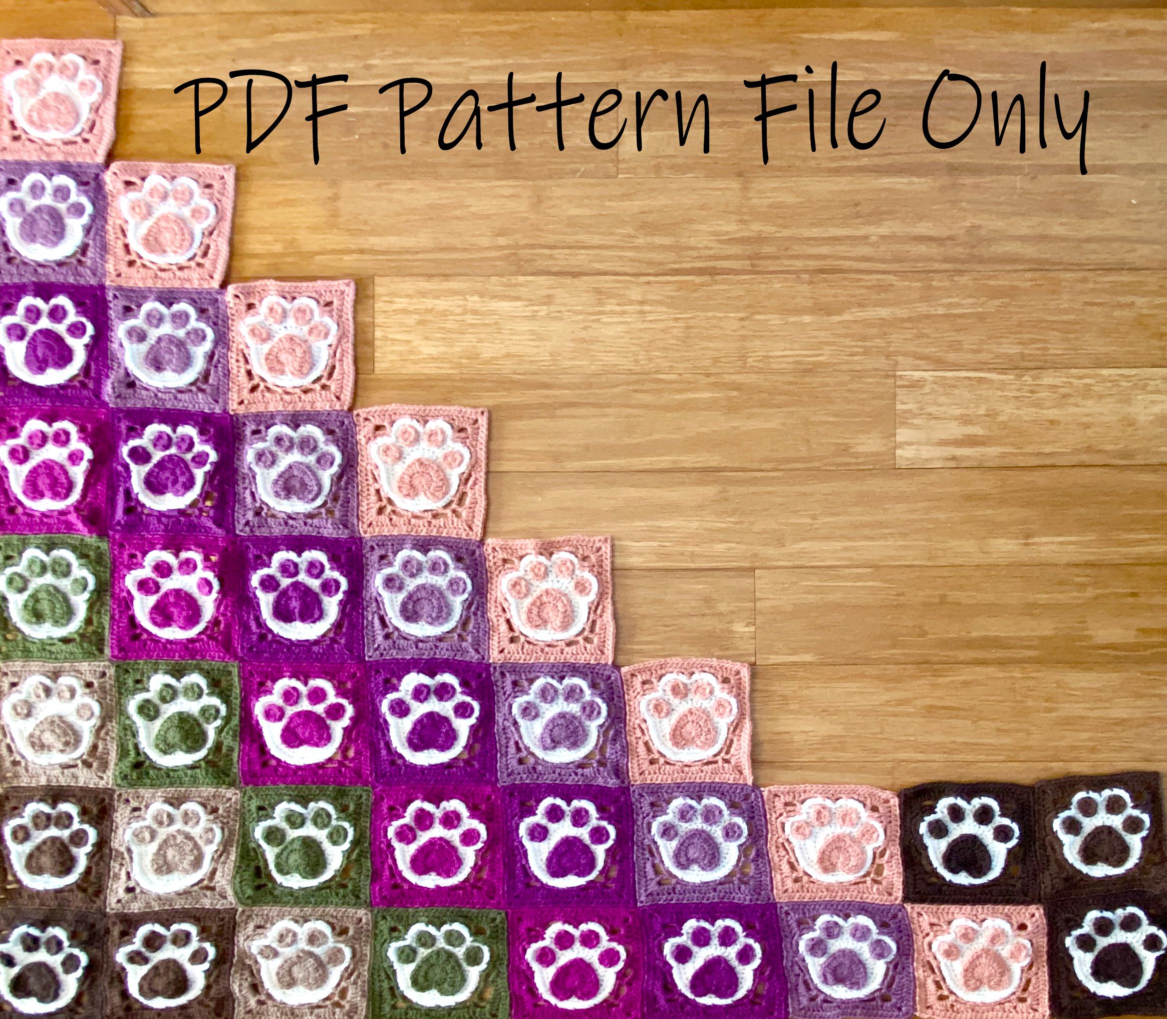 Cat and Dog Paw Print Granny Square Afghan Blanket Crochet Pattern - Etsy