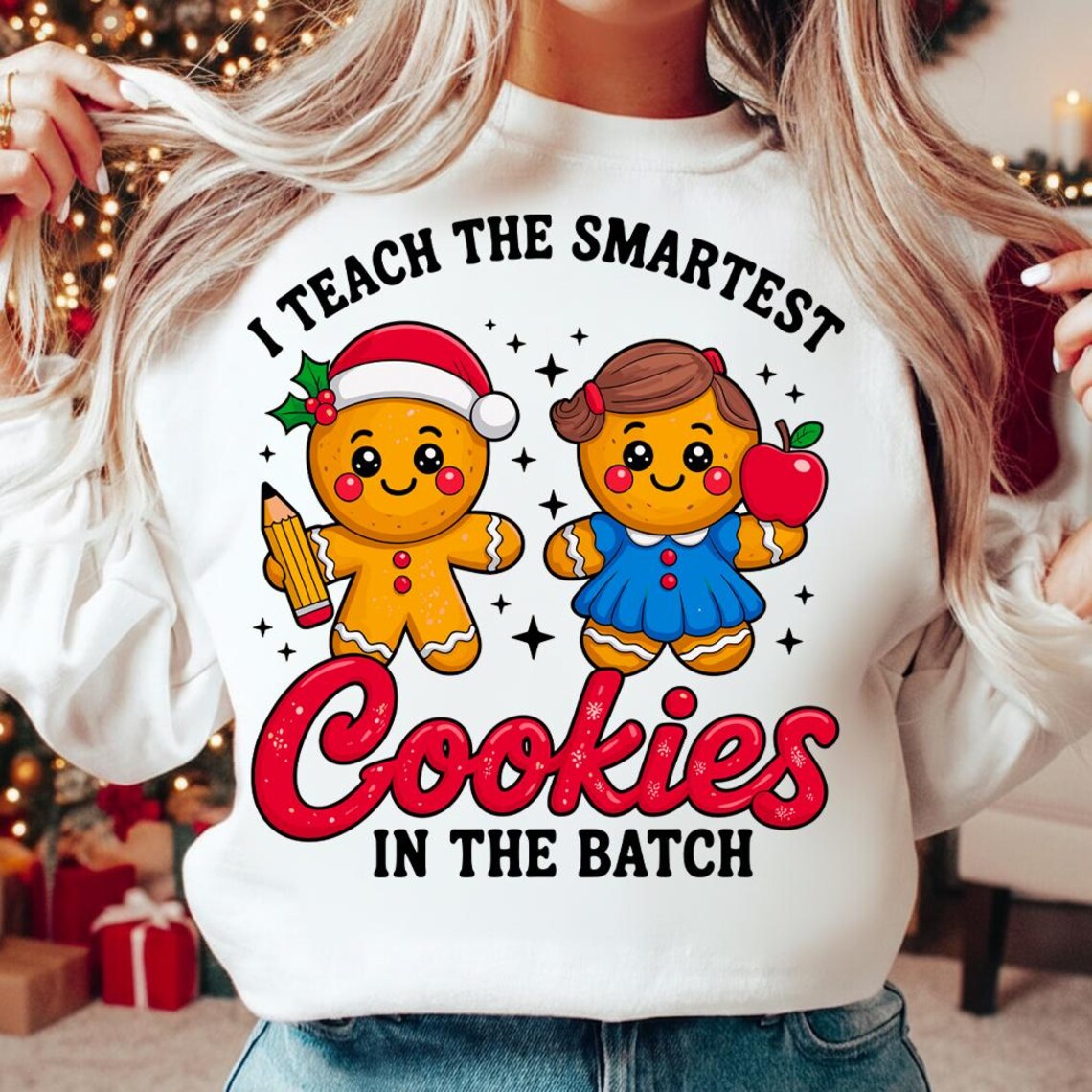 Gingerbread Teacher Christmas PNG, Smartest Cookies Design (digital ...