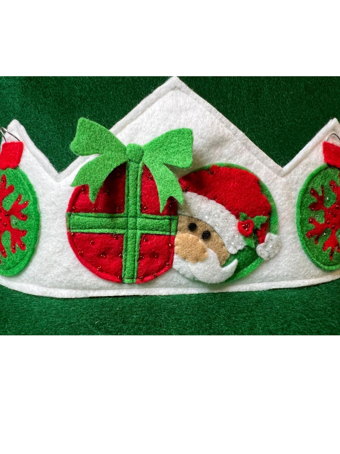 Felt Christmas Crown, Santa Claus & Snowflakes Ornaments, Holiday Felt ...