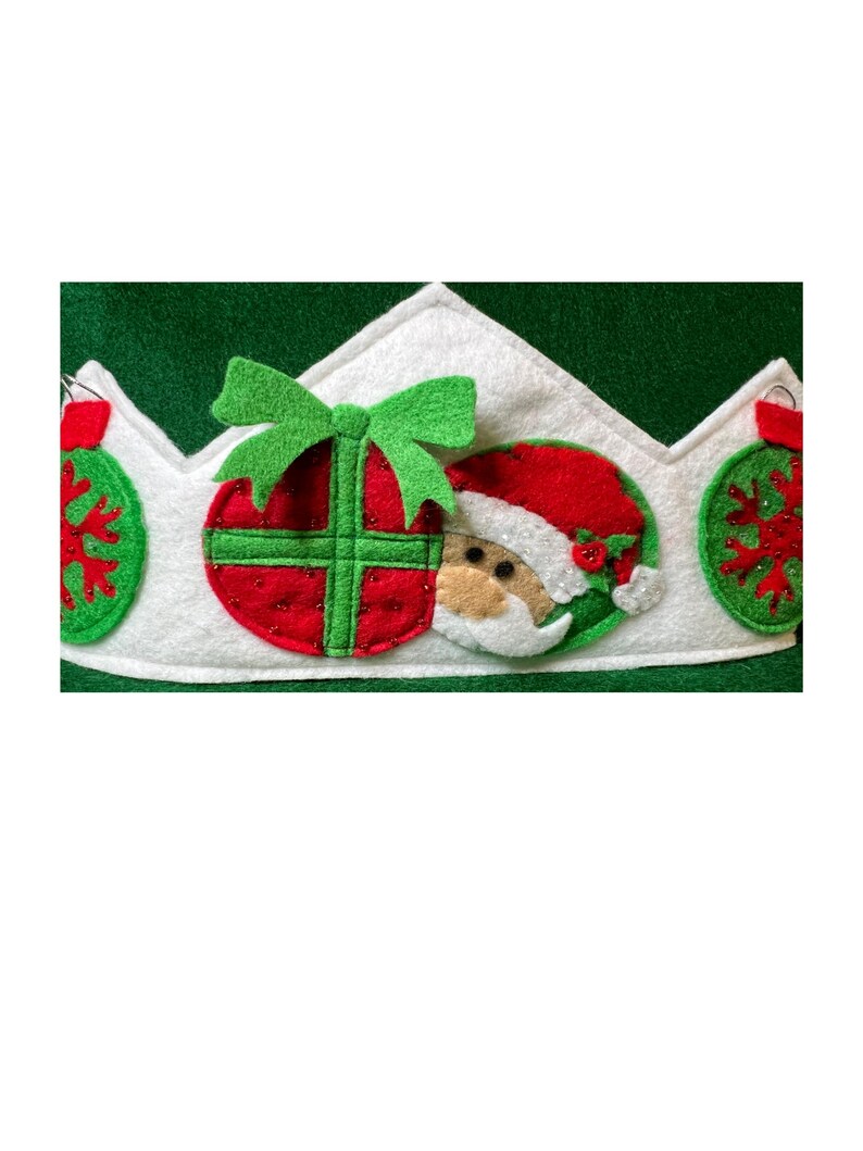 Felt Christmas Crown, Santa Claus & Snowflakes Ornaments, Holiday Felt ...