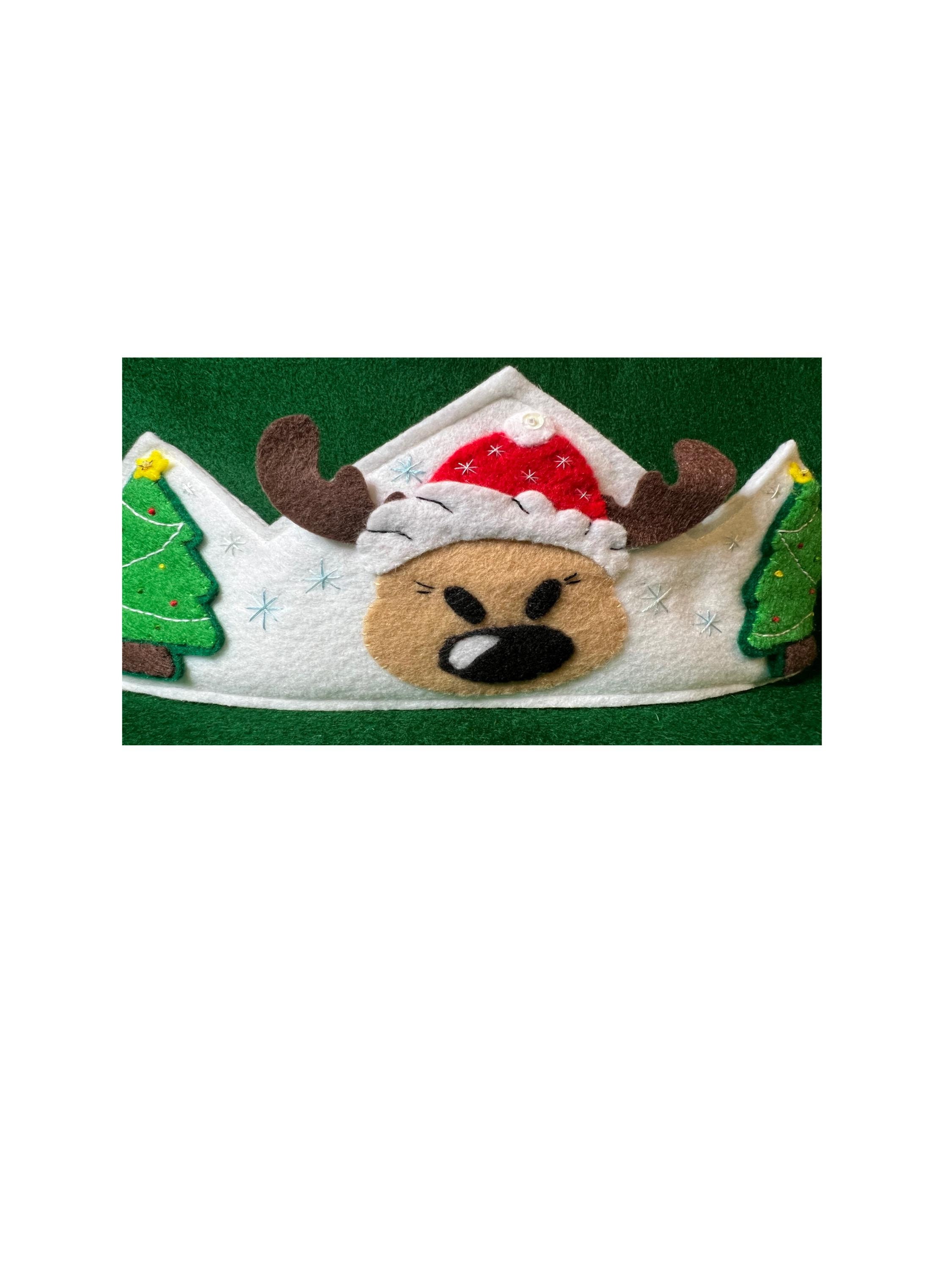 Christmas Felt Crown, Christmas Reindeer With Snowflake Ornaments ...