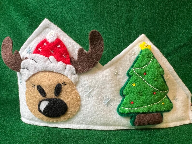 Christmas Felt Crown, Christmas Reindeer With Snowflake Ornaments ...