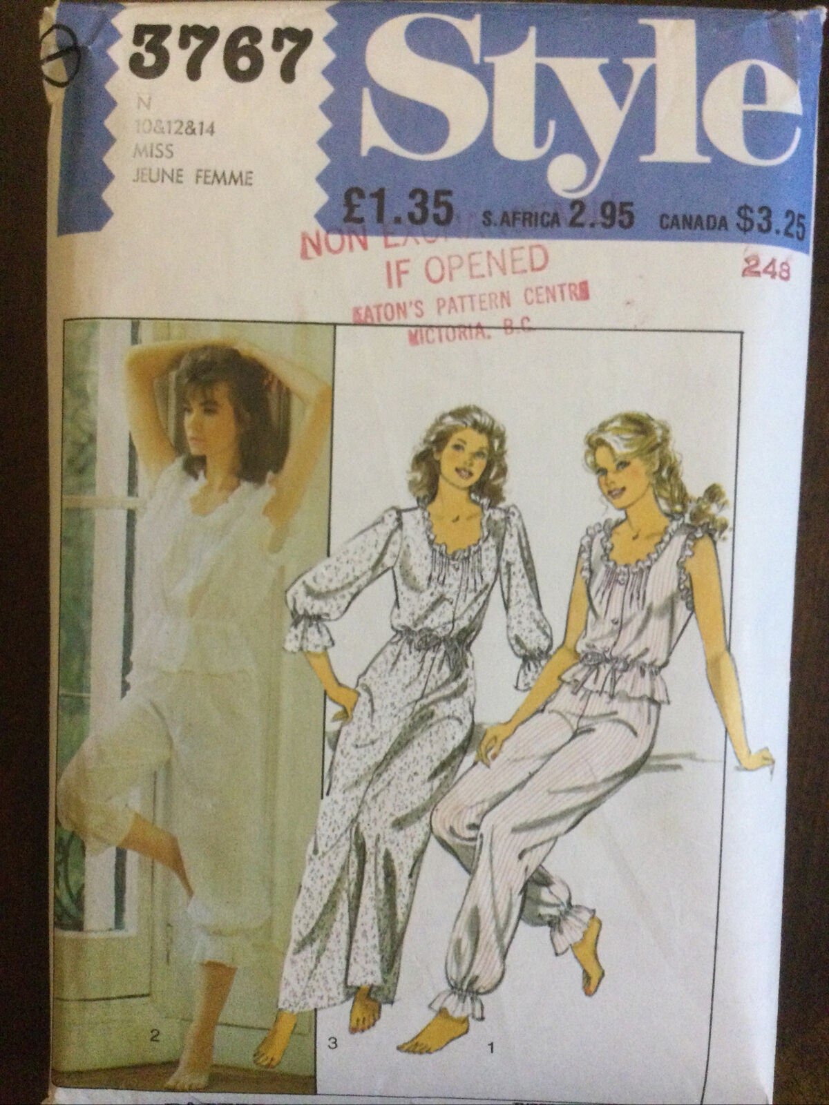 Style Sewing Pattern 3767 Vintage 1982 Womens Nightgown, Pjs Sewing ...