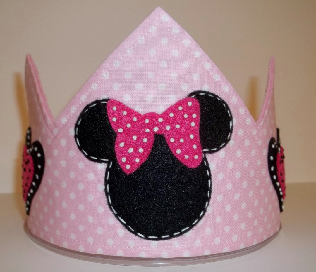 Birthday Crown, Mickey Mouse Ears Felt Birthday Crown, Pink Party Crown ...