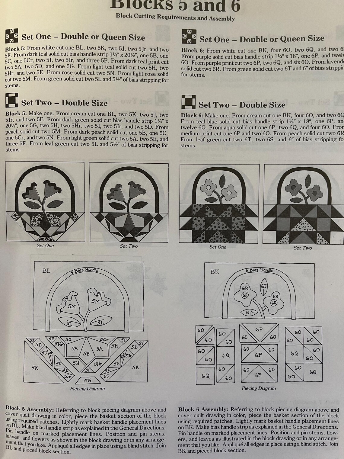 Blooming Baskets Quilting Pattern Vintage 1983 Quilting Sewing Pattern Design, Classic Quilting ...