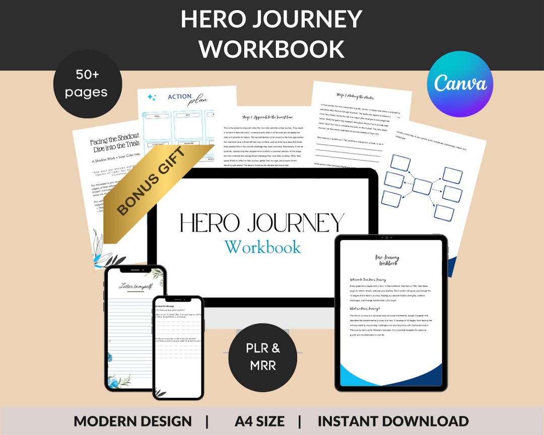 Hero's Journey Workbook: Goal Planner, Affirmations, Self-discovery ...