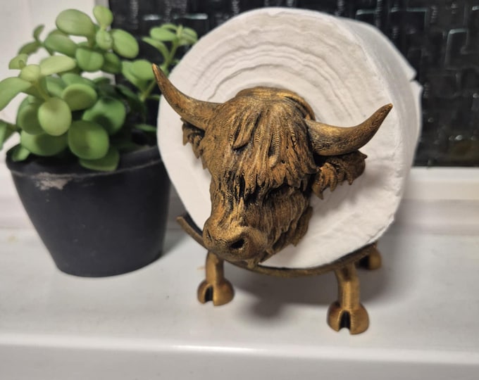 Quirky Highland Cow Toilet Roll Holder – 3D Printed Bathroom Accessory ...