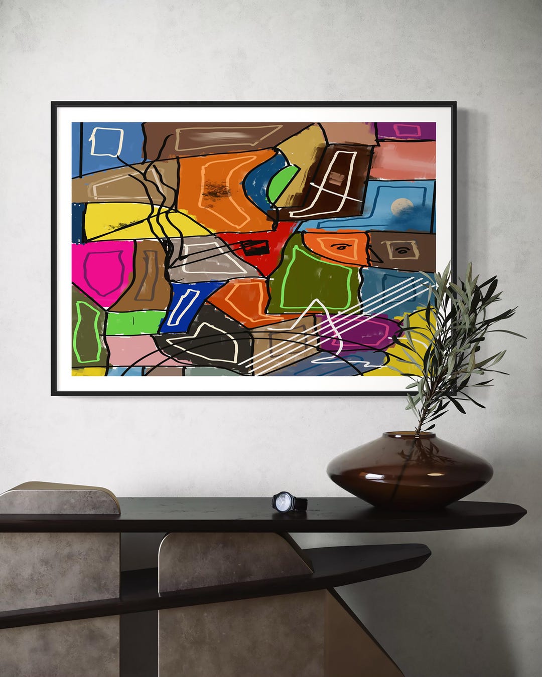 Picasso Style Art – Funky Wall Art Painting With Bold Geometric Shapes ...