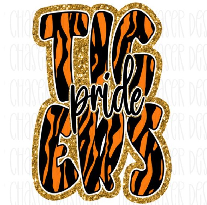 Tigers Pride Faux Glitter PNG: Tiger Stripes Mascot (digital Download ...