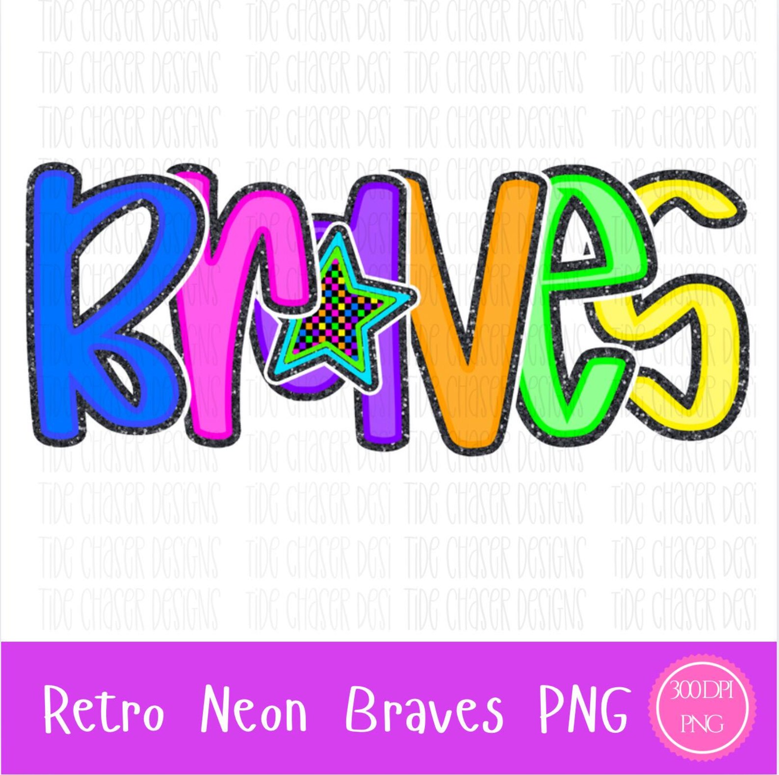 Retro Neon Braves PNG, Braves Team Digital Download, Braves School ...