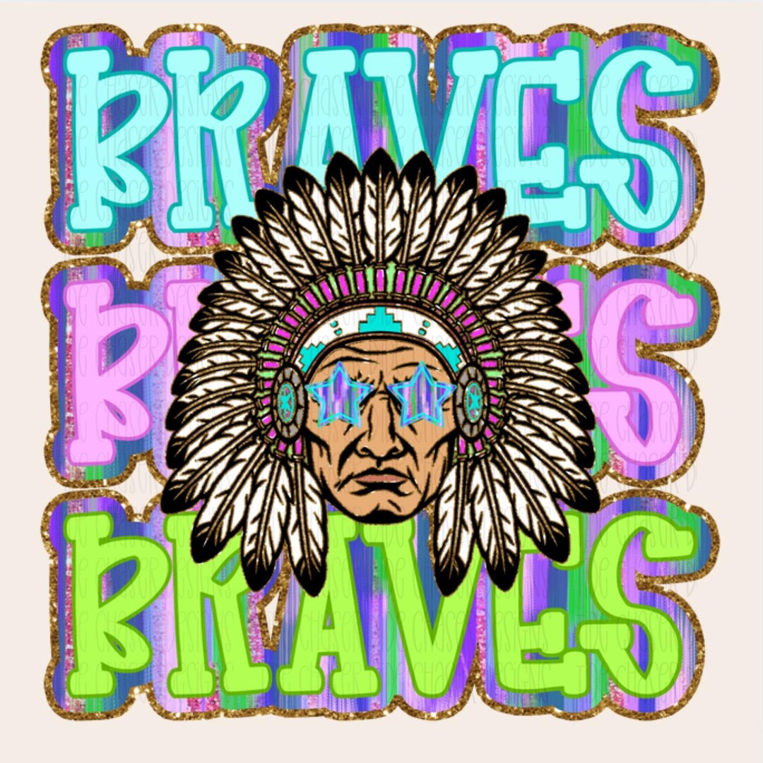 Braves Preppy Mascot PNG, Preppy Braves Digital Download, Glittery ...