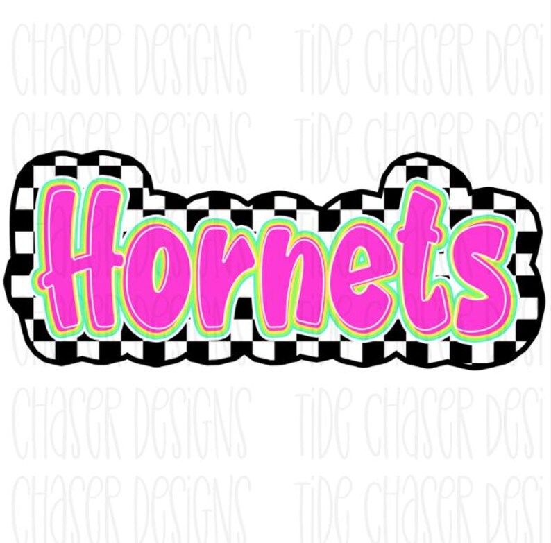 Checkered Hornets Glow Font Png, Neon Hornets Mascot Digital Download ...