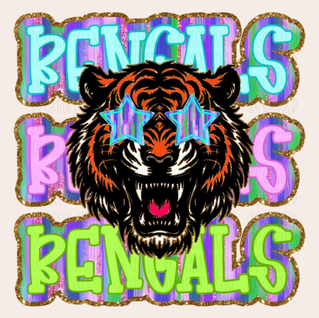 Bengals Preppy Mascot PNG, Stylish Bengals Mascot Digital Art, Glitzy ...