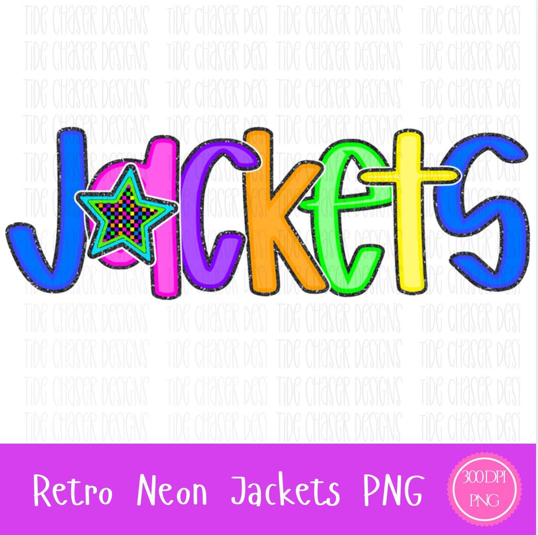 Retro Neon Jackets PNG, Jackets Team Digital Graphic, Jackets School ...