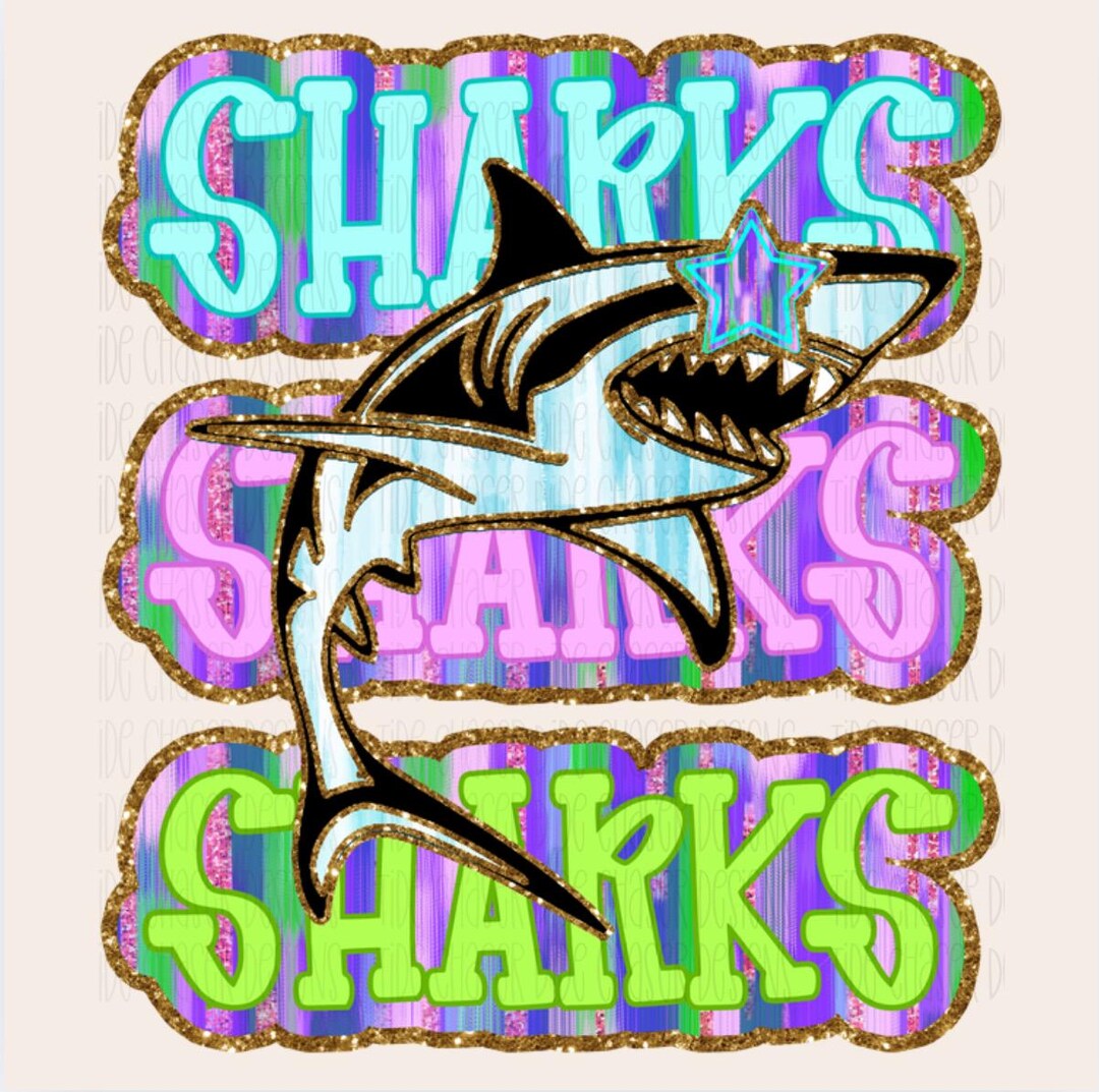 Sharks Preppy Mascot PNG, Stylish Sharks Mascot Digital Art, Glitzy ...