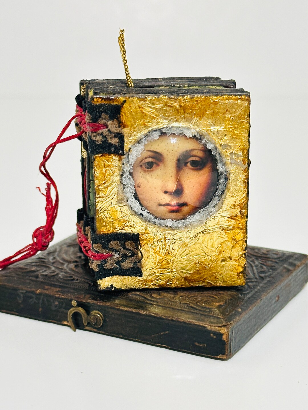 Mixed Media Art MINI JOURNAL, Boardbook, Altered Art, Handmade, Coptic Stitch, One of a Kind ...