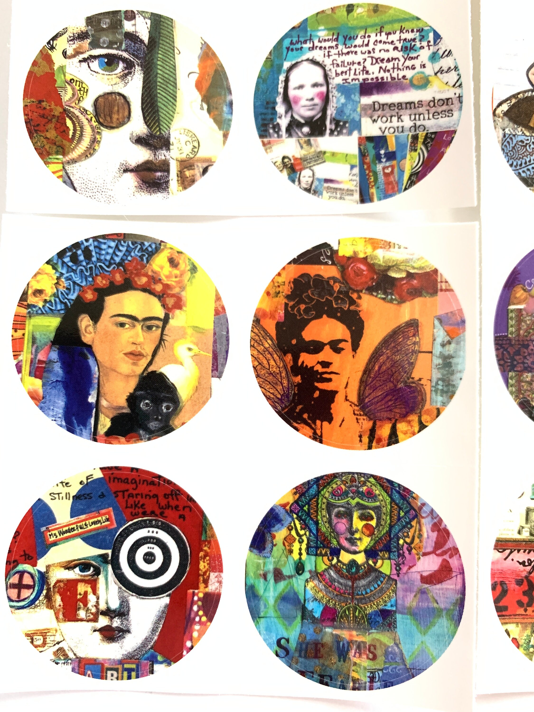 Mixed Media Art Stickers Round Stickers Journal Art Set of 52 Mixed ...