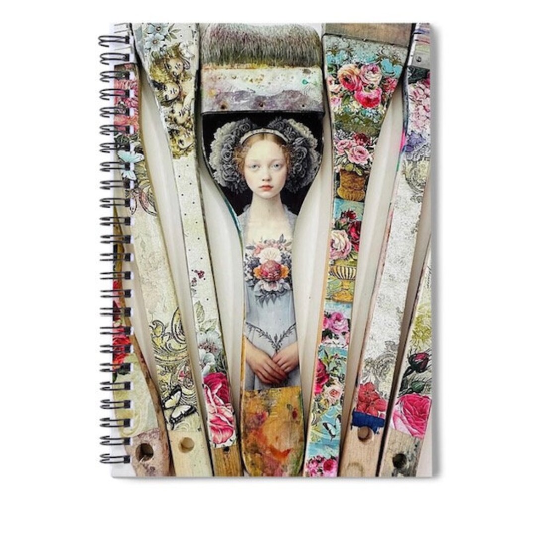 Mixed Media SPIRAL NOTEBOOK, Artist Designed, Blank Notebook With Lines ...