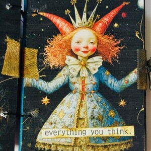 Mixed Media Art Journal, Coptic Stitch, IMAGINE, Assemblage Art, Book Art, Handmade, One of a ...