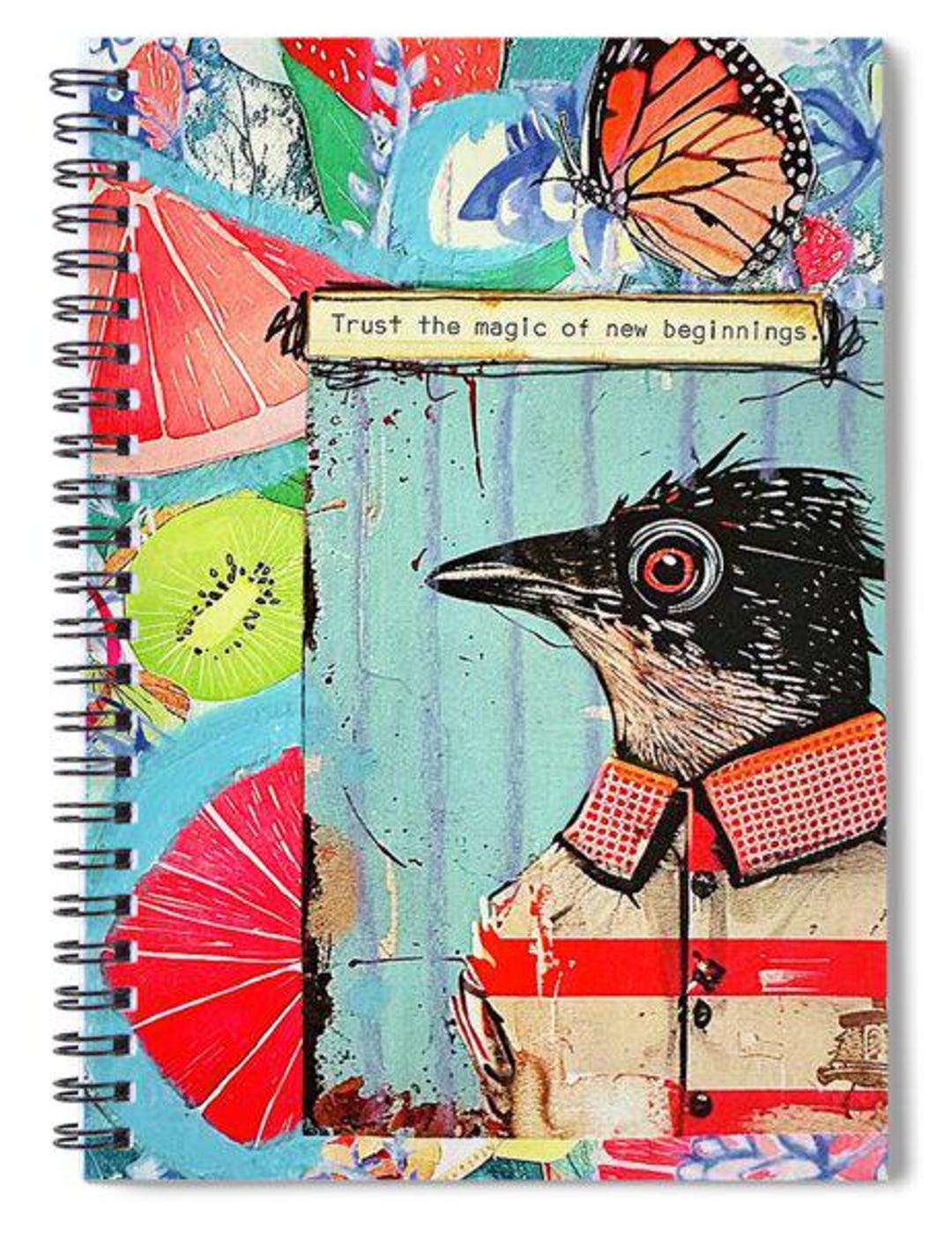 Mixed Media Spiral Notebook, Blank Pages With Lines, Whimsical, One of ...