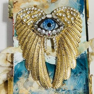 Mixed Media Art Concertina Book, ANGELS, I Am Here, Journal, Handmade ...