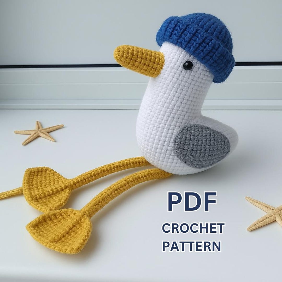 Seagull Crochet Pattern PDF: Amigurumi Bird With Sailor Hat - Etsy
