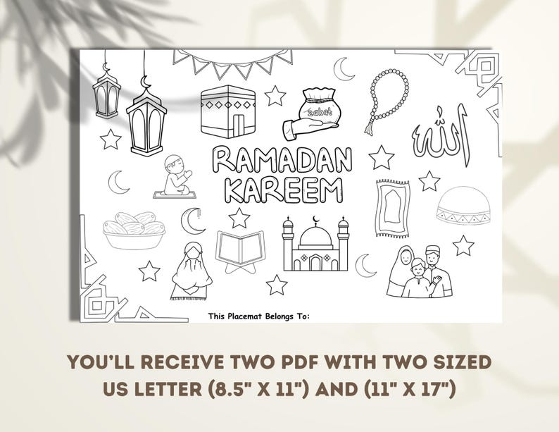 Ramadan Placemat Printable, Ramadan Activity Placemat, Ramadan ...
