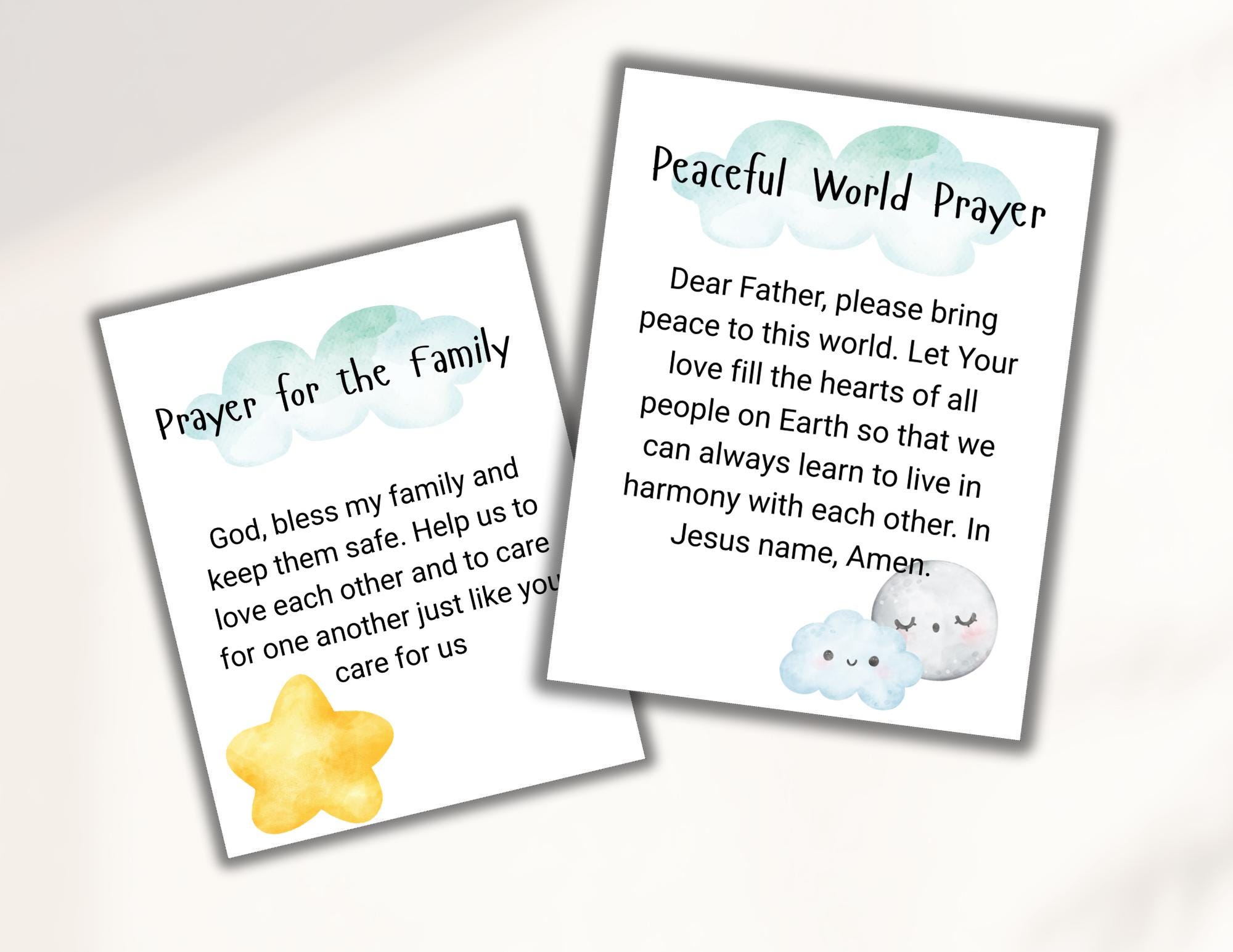Children's Prayer Cards - 60 Christian Prayer Cards for Kids, Printable ...