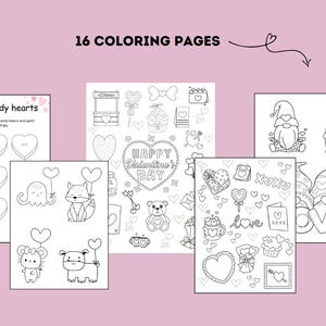 Valentine's Day Kids Printable Activity Bundle With Coloring Pages for ...